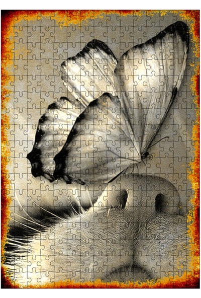 Tablomega Ahşap Mdf Puzzle Yapboz Kedi ve Kelebek 255 Parça 35*50 cm