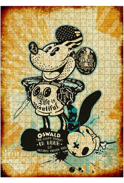 Tablomega Ahşap Mdf Puzzle Yapboz Retro Mickey Mouse 500 Parça 50*70 cm