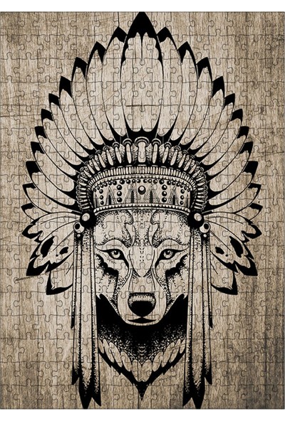 Tablomega Ahşap Mdf Puzzle Yapboz Kızılderili Kurt 255 Parça 35*50 cm