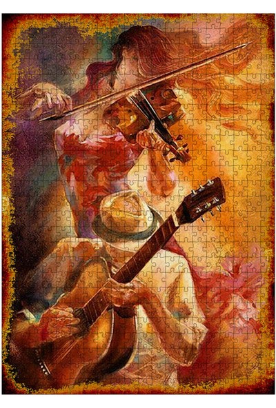 Tablomega Ahşap Mdf Puzzle Yapboz Keman ve Gitar 500 Parça 50*70 cm Tablomega Ahşap Mdf Puzzle Yapboz Keman ve Gitar 500 Parça 50*70 cm