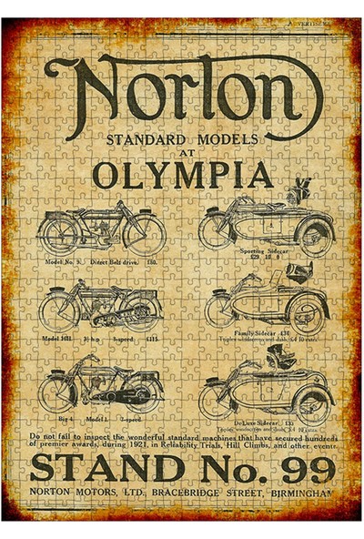 Tablomega Ahşap Mdf Puzzle Yapboz Retro Motosikletler 500 Parça 50*70 cm