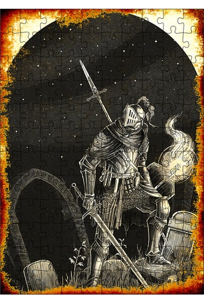 Tablomega Ahşap Mdf Puzzle Yapboz Retro Tablo Şövalye 120 Parça 25*35 cm