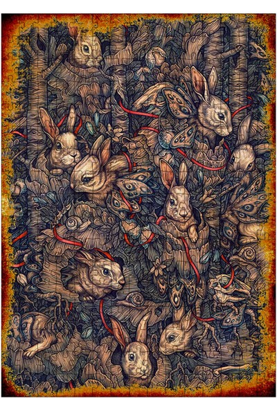 Tablomega Ahşap Mdf Puzzle Yapboz Tavşanlar 255 Parça 35*50 cm