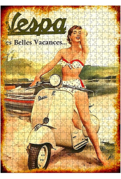 Tablomega Ahşap Mdf Puzzle Yapboz Nostaljik Vespa Afişi 500 Parça 50*70 cm