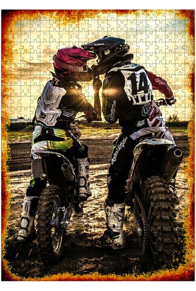 Tablomega Ahşap Mdf Puzzle Yapboz Motosikletli Çift 500 Parça 50*70 cm