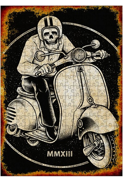 Tablomega Ahşap Mdf Puzzle Yapboz Vespa ve Iskelet 255 Parça 35*50 cm