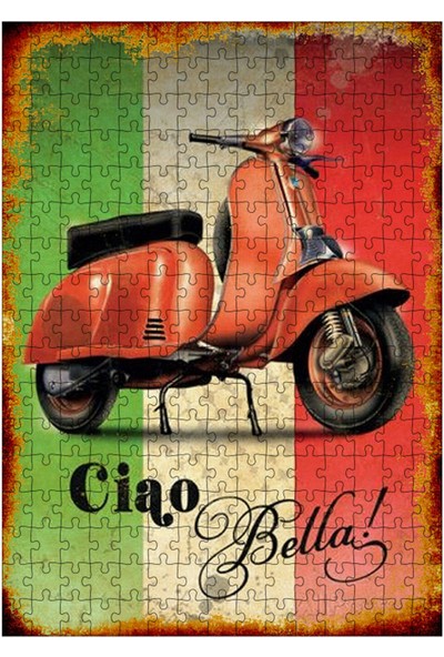 Tablomega Ahşap Mdf Puzzle Yapboz  retro Vespa Posteri 255 Parça 35*50 cm