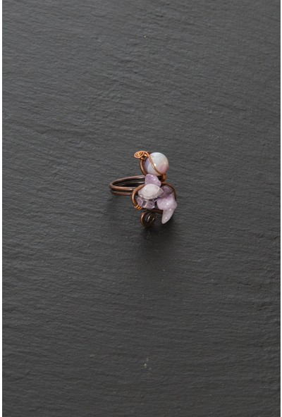 Zeynep Büyükbay Ametist Doğal Taş Yüzük (Ayarlanabilir)