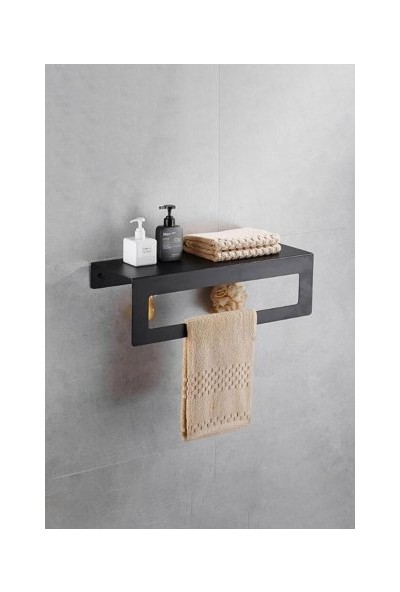 Alka Metal 30 cm Siyah Raflı Havlu Askısı, Metal Raflı Havluluk, Otel Banyo Askısı, Mutfak Banyo Raflı Havluluk Alka Metal 30 cm Siyah Raflı Havlu Askısı, Metal Raflı Havluluk, Otel Banyo Askısı, Mutfak Banyo Raflı Havluluk