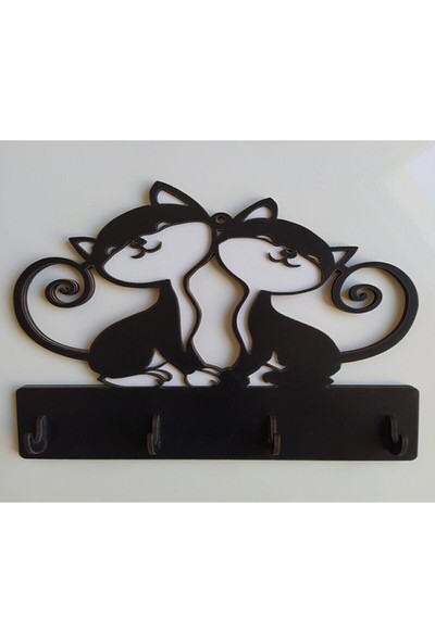 Şen Ahşap Market Kedi Anahtarlık Askılığı