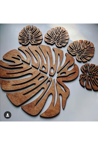 Şen Ahşap Market Yaprak Desenli Bardak Altlığı