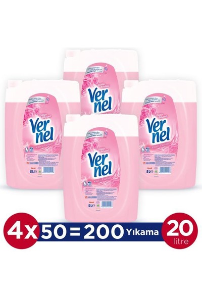 Vernel Çamaşır Yumuşatıcısı 4 x 5L (200 Yıkama) Gülün Büyüsü Vernel Çamaşır Yumuşatıcısı 4 x 5L (200 Yıkama) Gülün Büyüsü