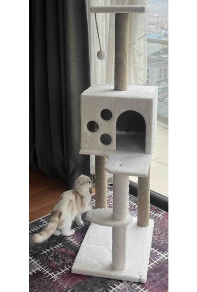 Nursoft Beyaz Kedi Tırmalama ve Oyun Evi Nursoft Beyaz Kedi Tırmalama ve Oyun Evi
