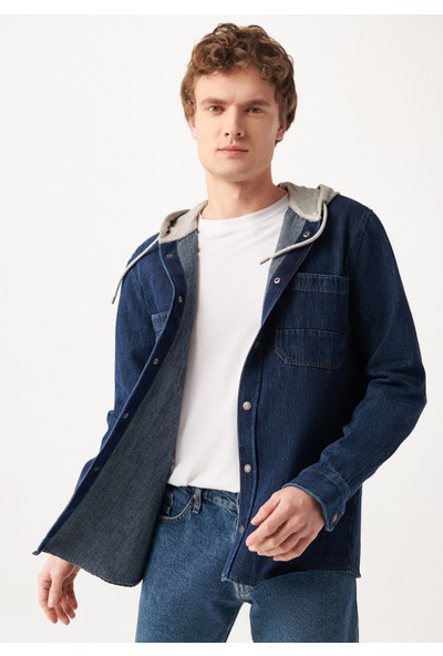 Mavi Erkek Kapüşonlu Indigo Gömlek 0210068-18790