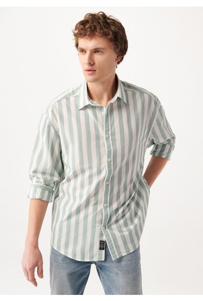 Mavi Erkek Çizgili Yeşil Gömlek 0210069-71465