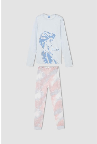 DeFacto Kız çocuk Frozen Lisanslı Uzun Kollu Pamuklu Pijama Takımı W6889A622SP