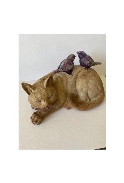 Tual Hobi Sanat Dekoratif Kuşlu Kedi Heykeli (30 x 21 Cm) Tual Hobi Sanat Dekoratif Kuşlu Kedi Heykeli (30 x 21 Cm)