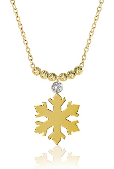 Demasgold Pırlanta 14 Ayar Altın Dorika Kar Tanesi 2 Kolye