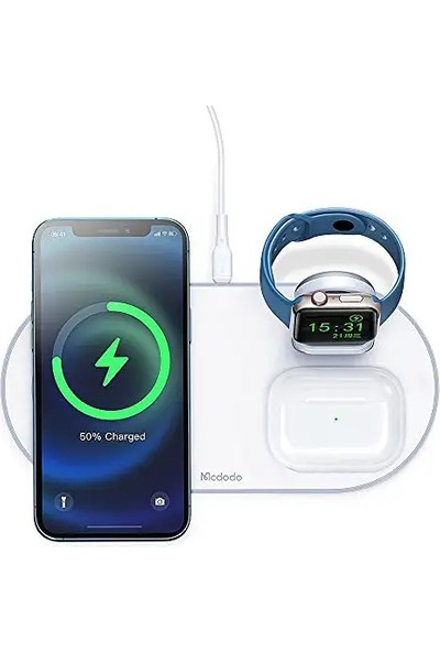 Mcdodo CH-7060 3in1 15W Çoklu Magsafe Tws Kulaklık,Watch Saat ve Telefon Şarj Ünitesi-Beyaz Mcdodo CH-7060 3in1 15W Çoklu Magsafe Tws Kulaklık,Watch Saat ve Telefon Şarj Ünitesi-Beyaz