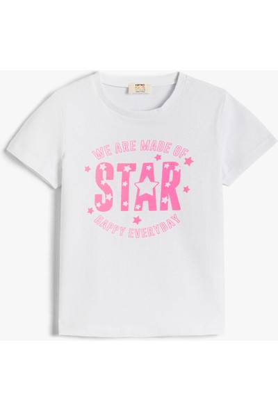 Koton Yıldız Baskılı Kısa Kollu Tişört Pamuklu