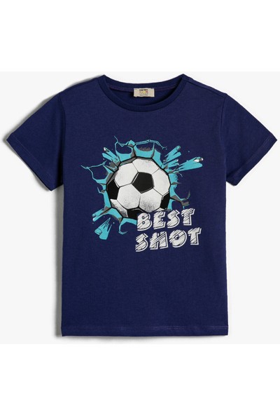Koton Erkek Çocuk Futbol Topu Baskılı Kısa Kollu Tişört Pamuklu