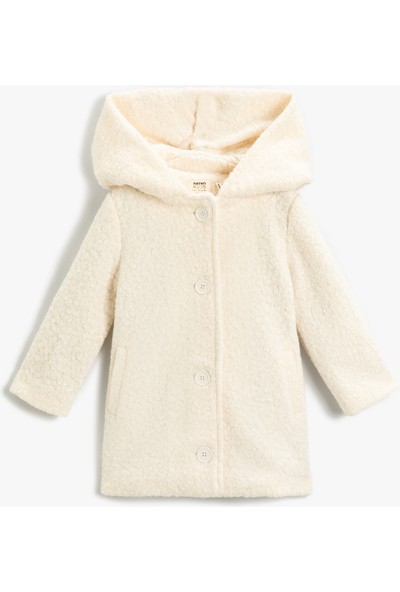 Koton Dokulu Kapüşonlu Kaban Cepli Uzun Kollu