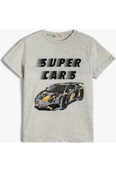 Koton Erkek Çocuk Araba Baskılı Kısa Kollu Tişört Pamuklu