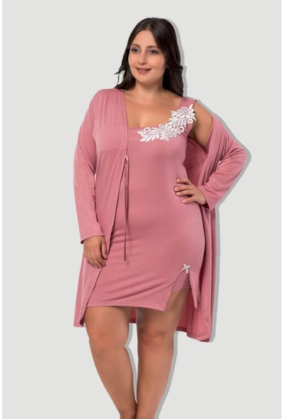 Jenika Kadın Battal Boy Sabahlık Takımı 4'lü 5516