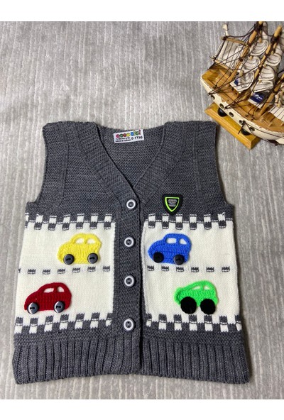 Meriç Bebe Renkli Araba Işlemeli Triko Yelek Meriç Bebe Renkli Araba Işlemeli Triko Yelek