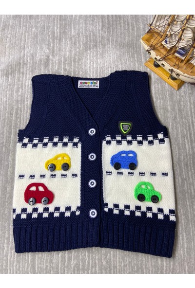 Meriç Bebe Renkli Araba Işlemeli Triko Yelek Meriç Bebe Renkli Araba Işlemeli Triko Yelek