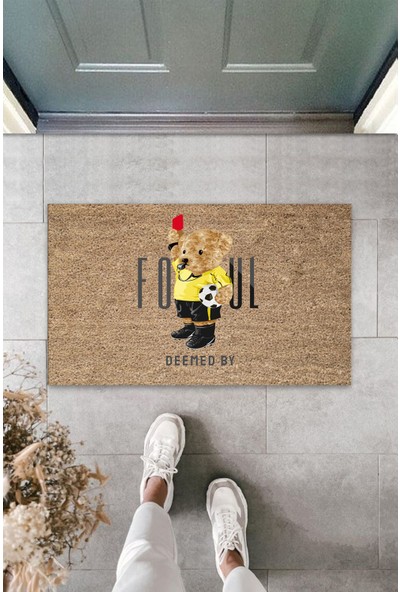 Silkcoat Home İç ve Dış Mekan Bej Kapı Önü Paspası Hakem Ayıcık Desen Paspas Silkcoat Home İç ve Dış Mekan Bej Kapı Önü Paspası Hakem Ayıcık Desen Paspas