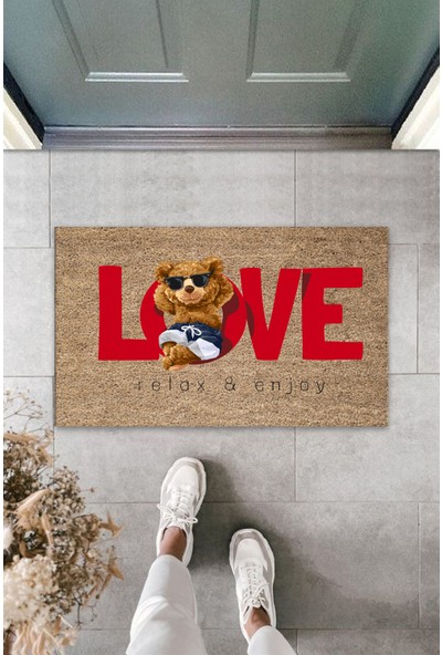 Silkcoat Home Dekoratif Dijital Love Ayıcık Bej Kapı Paspası Dış Mekan Paspas Silkcoat Home Dekoratif Dijital Love Ayıcık Bej Kapı Paspası Dış Mekan Paspas