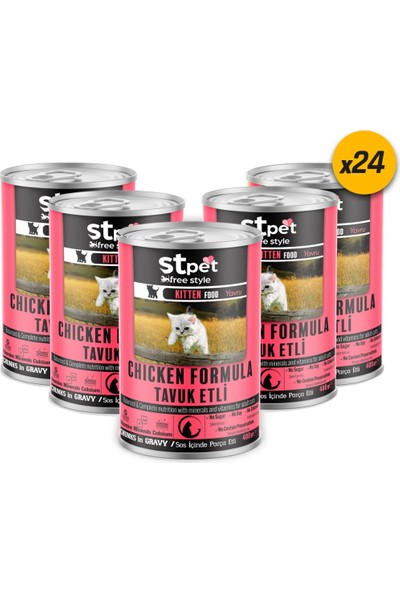 St Pet Tavuklu Yavru Konserve Kedi Maması 400 gr 24'lü St Pet Tavuklu Yavru Konserve Kedi Maması 400 gr 24'lü