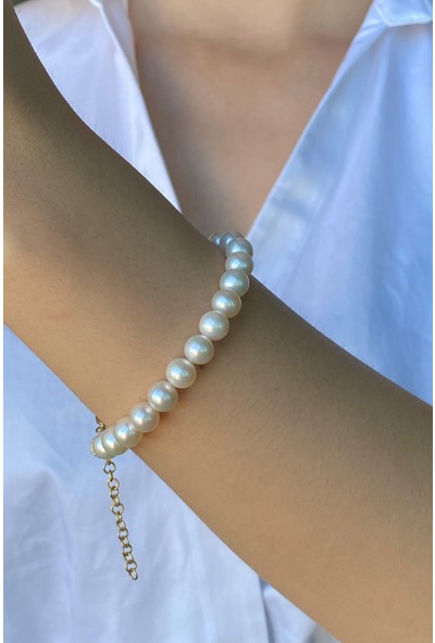 Zümrüt Kuyumculuk BIRINCI1926 925 Ayar Gümüş Tatlı Su Incisi Bileklik