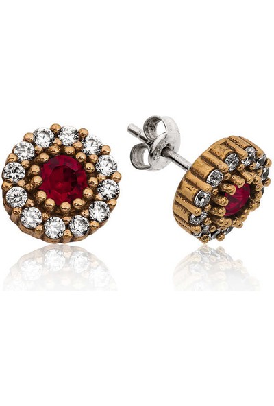 Gumush Gümüş Otantik Yuvarlak Çivili Küpe