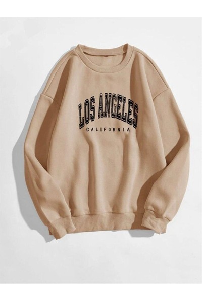 Trend Seninle Kadın Vizon Önü Los Angeles Baskılı Oversize Sweatshirt Trend Seninle Kadın Vizon Önü Los Angeles Baskılı Oversize Sweatshirt