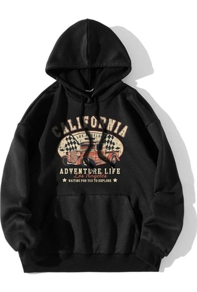 Trend Seninle Unisex Siyah California Sweatshirt Kapşonlu Trend Seninle Unisex Siyah California Sweatshirt Kapşonlu