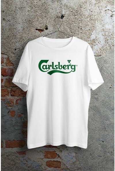 Trend Seninle Unisex Beyaz Carlsberg Normal Kalıp T-Shirt