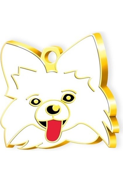 Altın Pati Altın Kaplama Papillon Köpek Künyesi (Beyaz)