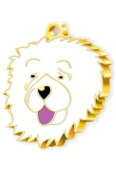 Altın Pati Altın Kaplama Çin Aslanı Köpek Künyesi (Beyaz)