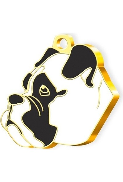 Altın Pati Altın Kaplama Boxer Köpek Künyesi (Beyaz)