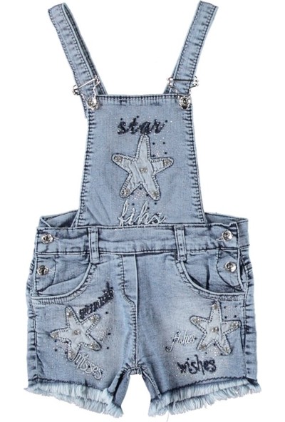 Paketle Express Paketle Express-Yıldız Nakışlı Şortlu Kız Kot Slopet 8/12 Yaş