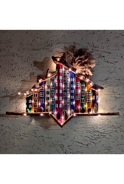 Binbir Trend Driftwood Peri Ledli Duvar Dekoru, Peri Evi, Duvar Süsü GB-056