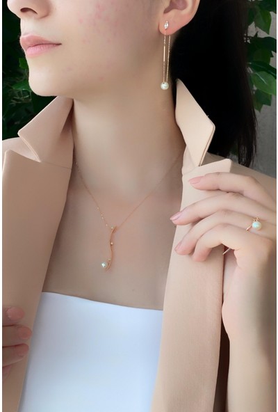 Zümrüt Kuyumculuk BIRINCI1926 14 Ayar Rose Altın Sallantılı Kolyeli Inci Bayan Set Zümrüt Kuyumculuk BIRINCI1926 14 Ayar Rose Altın Sallantılı Kolyeli Inci Bayan Set