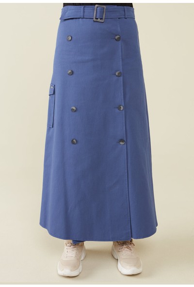 SETRMS Indigo Önü Düğmeli Kemerli Etek 2216014