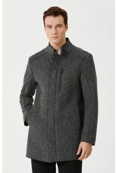 Network Slim Fit Antrasit Yün Palto
