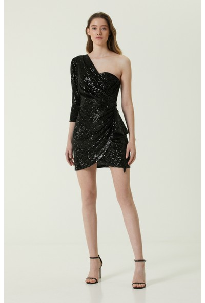 Network Slim Fit Siyah Mini Abiye Elbise Network Slim Fit Siyah Mini Abiye Elbise