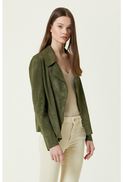 Network Regular Fit Haki Süet Mont