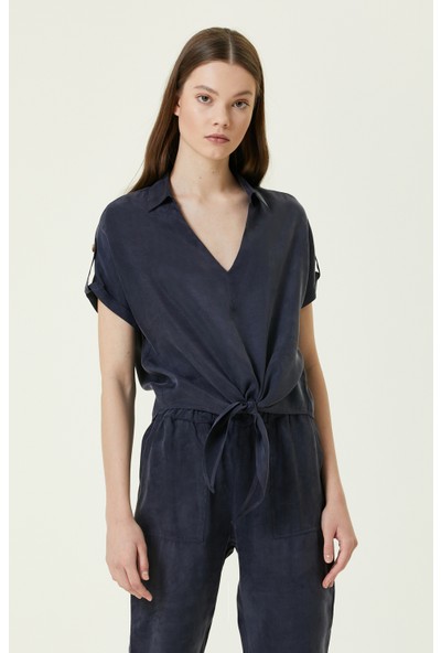 Network Slim Fit Lacivert Bluz