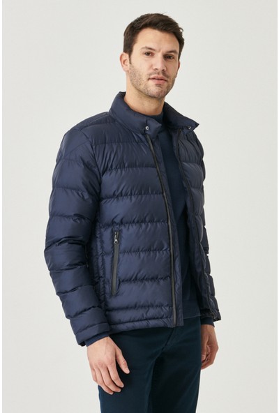 Altınyıldız Classıcs Erkek Lacivert Standart Fit Dik Yaka Düz Casual Mont